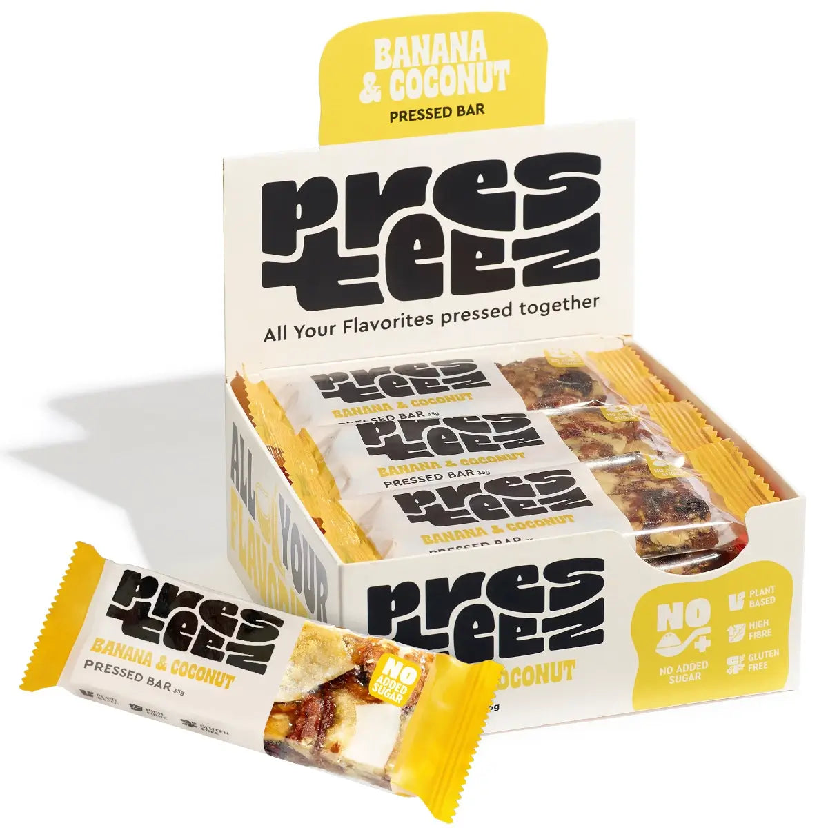 Presteez Pressed Bar: Banana & Coconut (12x35g) | FodaBox - FodaBox